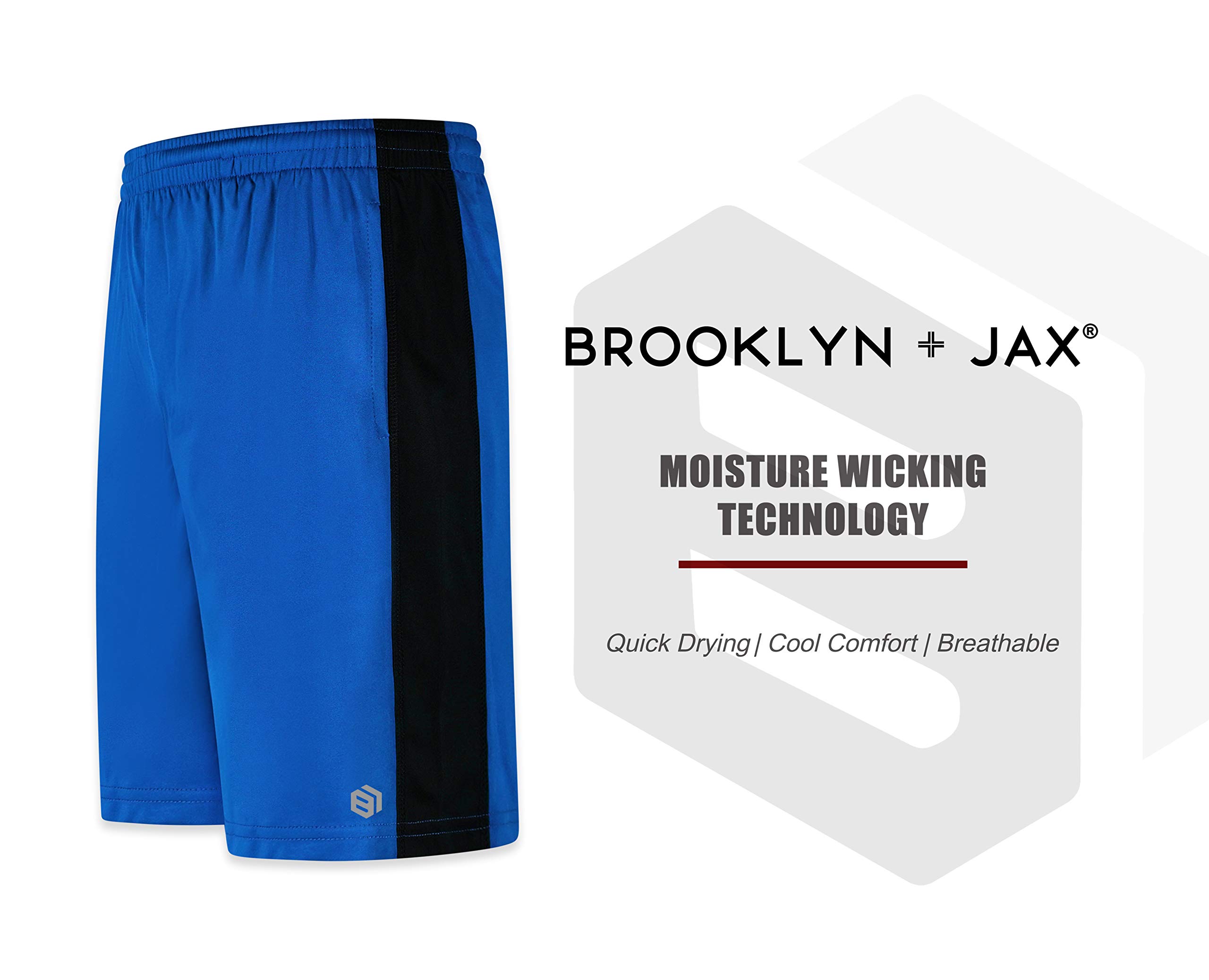 BROOKLYN + JAX Men's Premium Active Athletic Performance Shorts with Pockets - 5 Pack