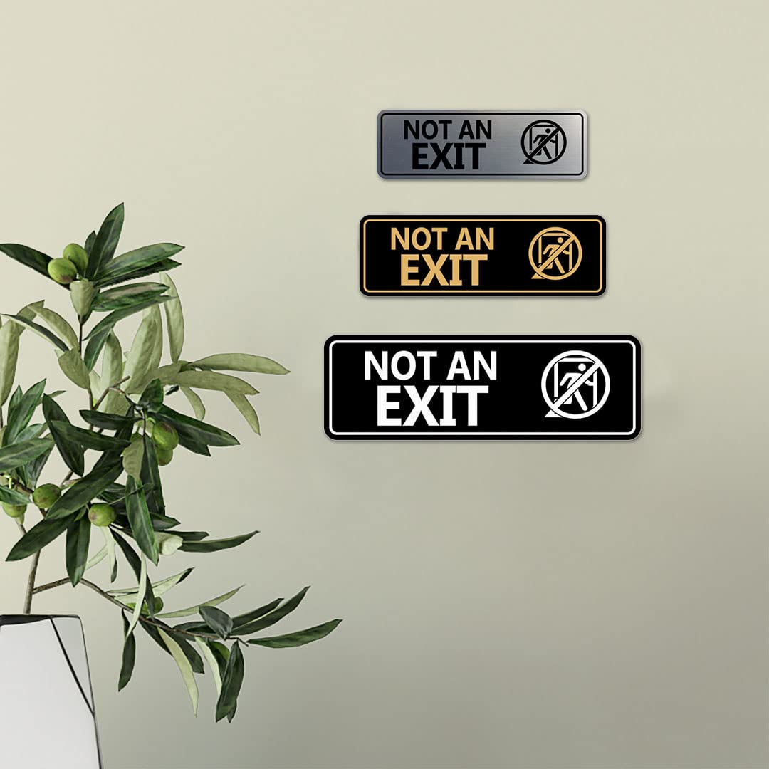 Standard NOT an EXIT (Stick Man) Sign (Brushed Silver) - Small