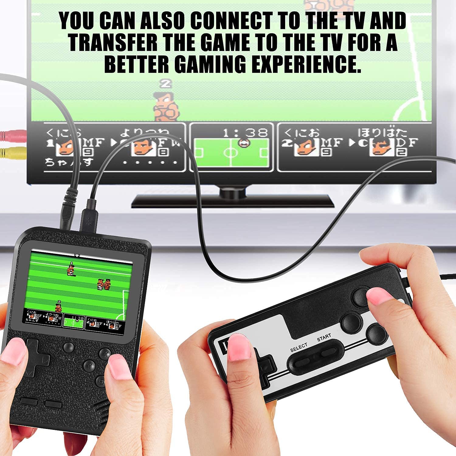 JAMSWALL Retro Handheld Game Console, Portable Retro Video Game Console with 400 Classical FC Games 2.8-Inch Screen 800mAh Rechargeable Battery Support for Connecting TV and Two Players(Black)…