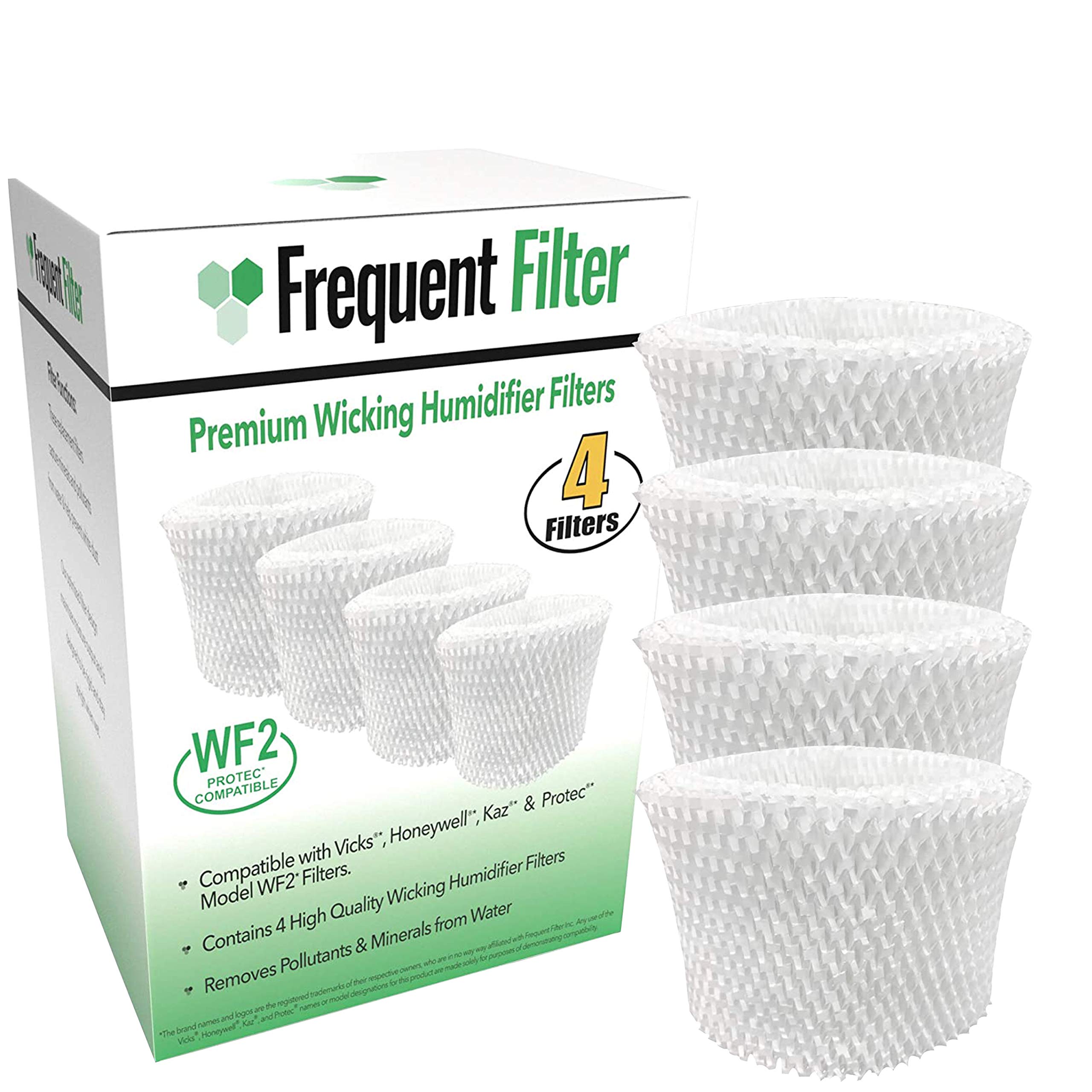 Frequent Filter Compatible Vicks, Kaz, Protec, Cool Mist Humidifier Replacement Model WF2 & PWF2 Filter | Pack of 4 | Germ-Free Wicking Filters for Starry Night Humidifiers. New 2022 Upgraded Model