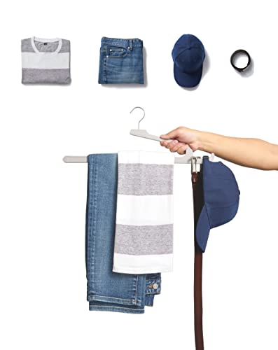 Hurdle Pants Hangers, International Design Patented, Slim, Velvet, Organizes in 1 Second, Space-Saving, Heavy-Duty, Non-Slip, Multi-Functional Hooks, Clothes Hangers, Belt, Shirt, Gray – Pack of 40