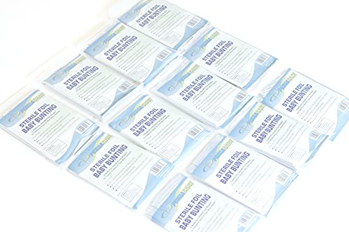 Primacare CS-6835 Sterile Foil Baby Bunting Blanket for Newborns and Infant, Disposable Emergency Heat Saving, 30" x 17"