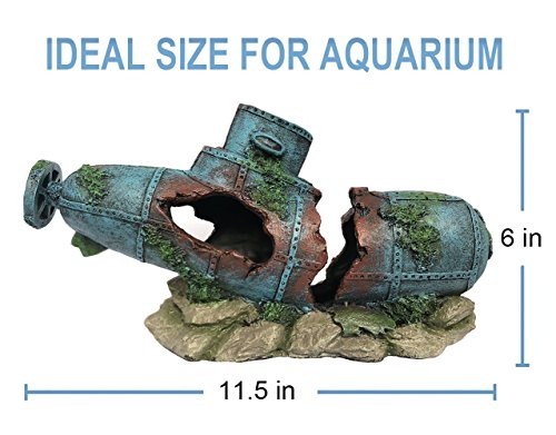 SLOCME Aquarium Submarine Ornaments Shipwreck Decorations - Resin Material Sunken Ship Decorations Eco-Friendly for Aquarium Environments Accessories