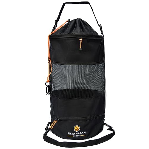Herculean Premium Boat Trash Can | Portable Outdoor Waste Bag with Trash Bag Clips | Boat Trash Can | Reusable Mesh Trash Container for Boat Storage | Fishing Boat Accessory | Ideal for Laundry Bag