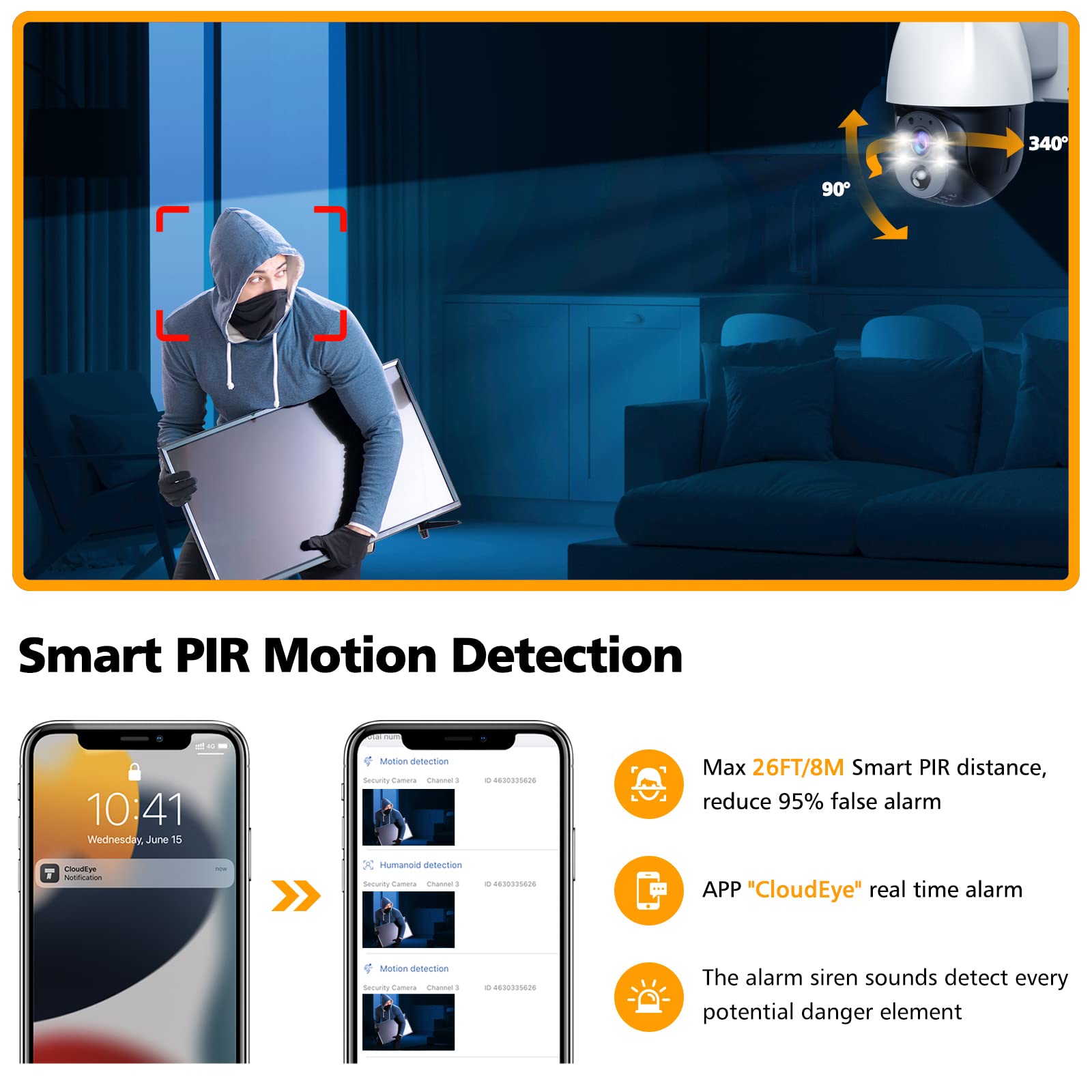 CAMCAMP 4MP Battery Powered Wireless Security Camera System Outdoor 100% Wire-Free, 2-Way Audio, Color Night Vision, PIR Motion Detection, IP66 Waterproof, SD/Cloud Storage, No Monthly Fee, 4-Cam Kits