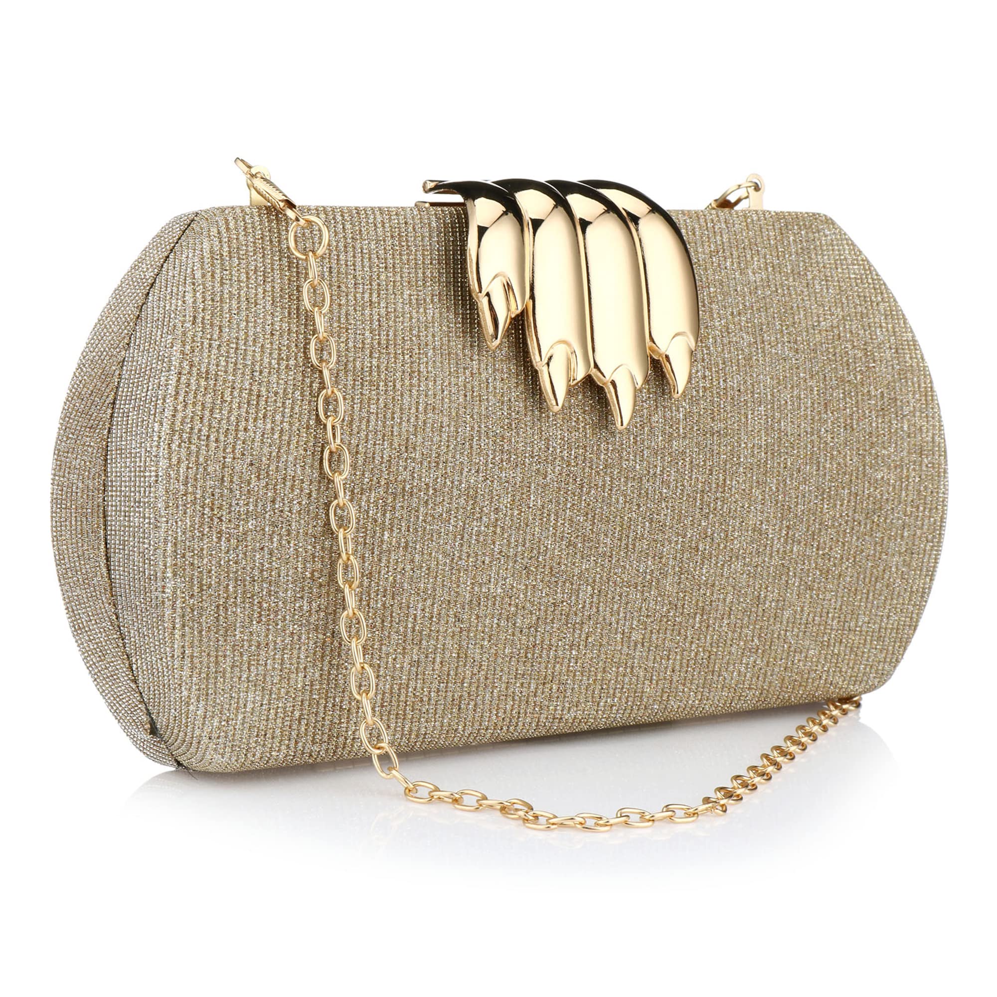 Buric Golden Glitter Clutch Purse Bling Evening Bag for Bridal Wedding Party Elegant Handbag