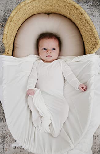 Marlowe & Co Premium Knit Viscose from Bamboo Swaddle Blanket, 47in x 47in (Cloud White)