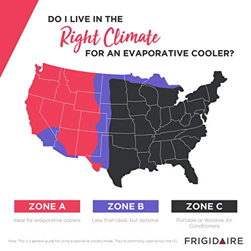 Frigidaire Portable Evaporative Air Fan and Humidifier| Portable Air Conditioner Cools up to 640 Square Feet | Personal Indoor Swamp Cooler | 600 CFM | Black/White