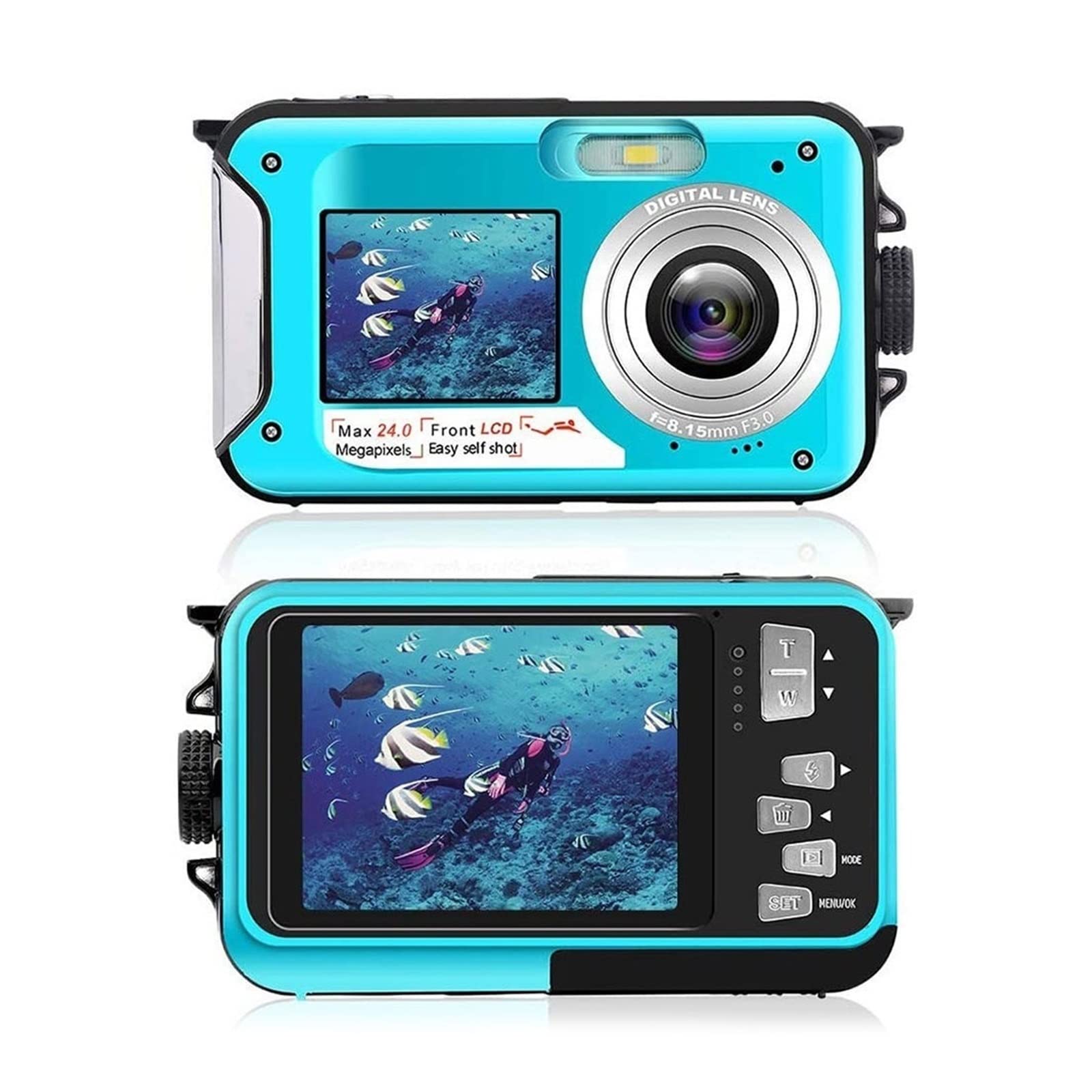 Camera Aparat Cyfrowy Ekran Aparat Cyfrowy Selfie Wideorejestrator Do Podwodne Nagrywanie DV Digital Camera (Color : Blue)