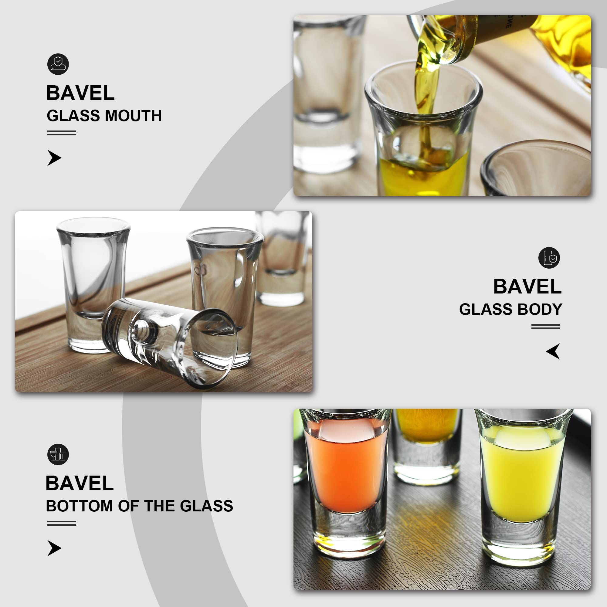 BaveL Shot Glass Set of 6,Heavy Base Clear Shot Glass, Great for Whisky Brandy Vodka Rum and Tequila Shot Set (0.9 OZ)