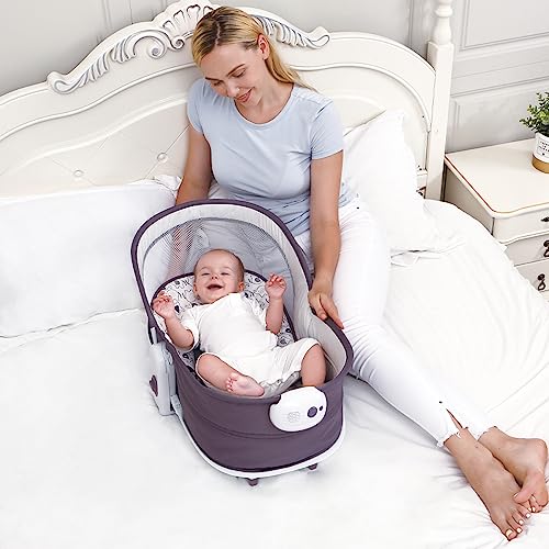 Mastela Bedside Cribs Adjustable backrest Baby 6 in 1 bassinets Baby can Listen to Music, Shake and Sleepā¦