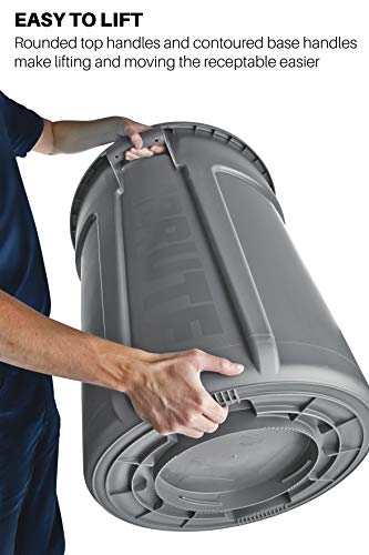Rubbermaid Commercial Products FG261000DGRN BRUTE Heavy-Duty Round Trash/Garbage Can, 10-Gallon, Green
