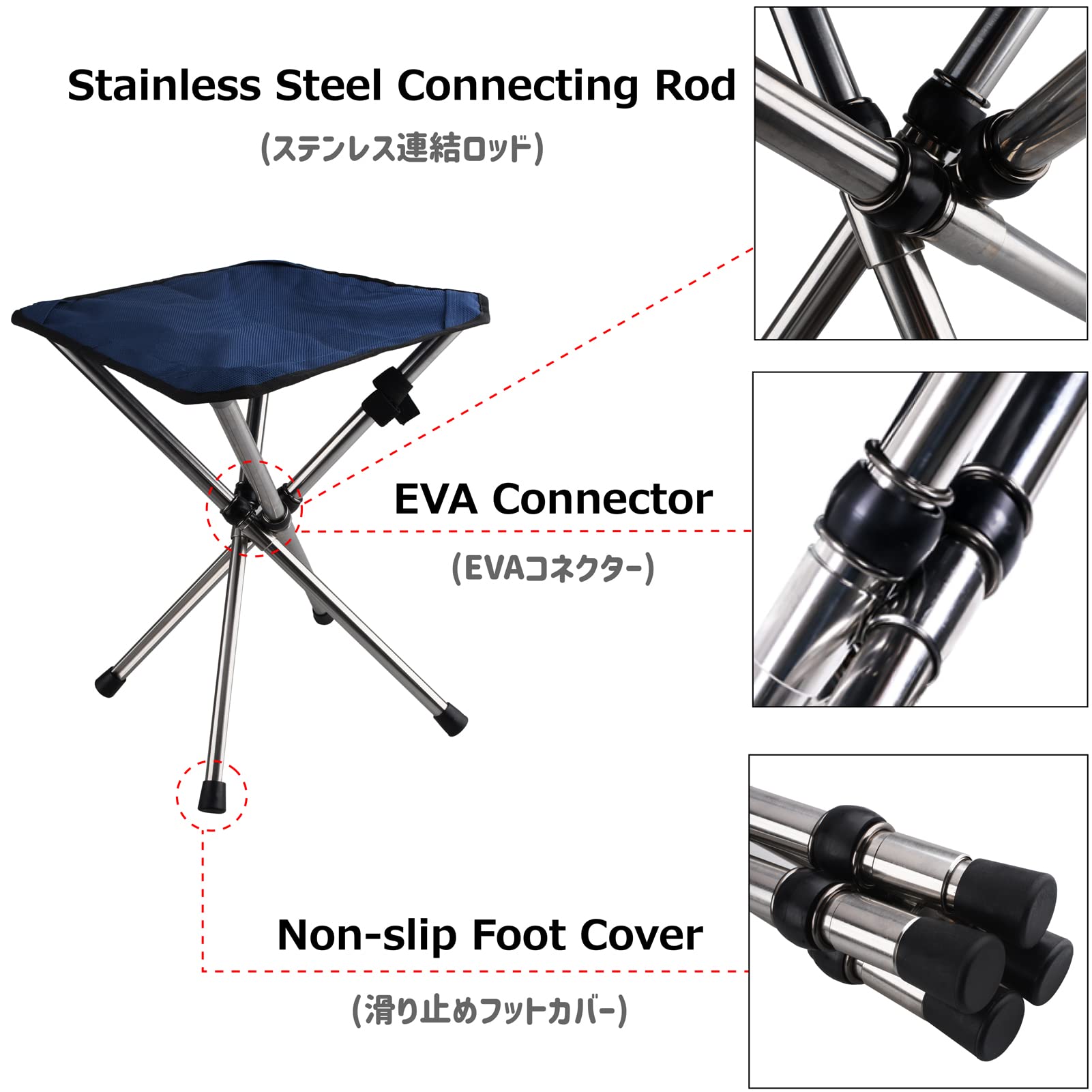 Azarxis Folding Camping Stool Mini Fishing Slacker Chair Compact Lightweight Portable for Outdoor Walking Hiking Backpacking Travelling Hunting BBQ (Black - Large)