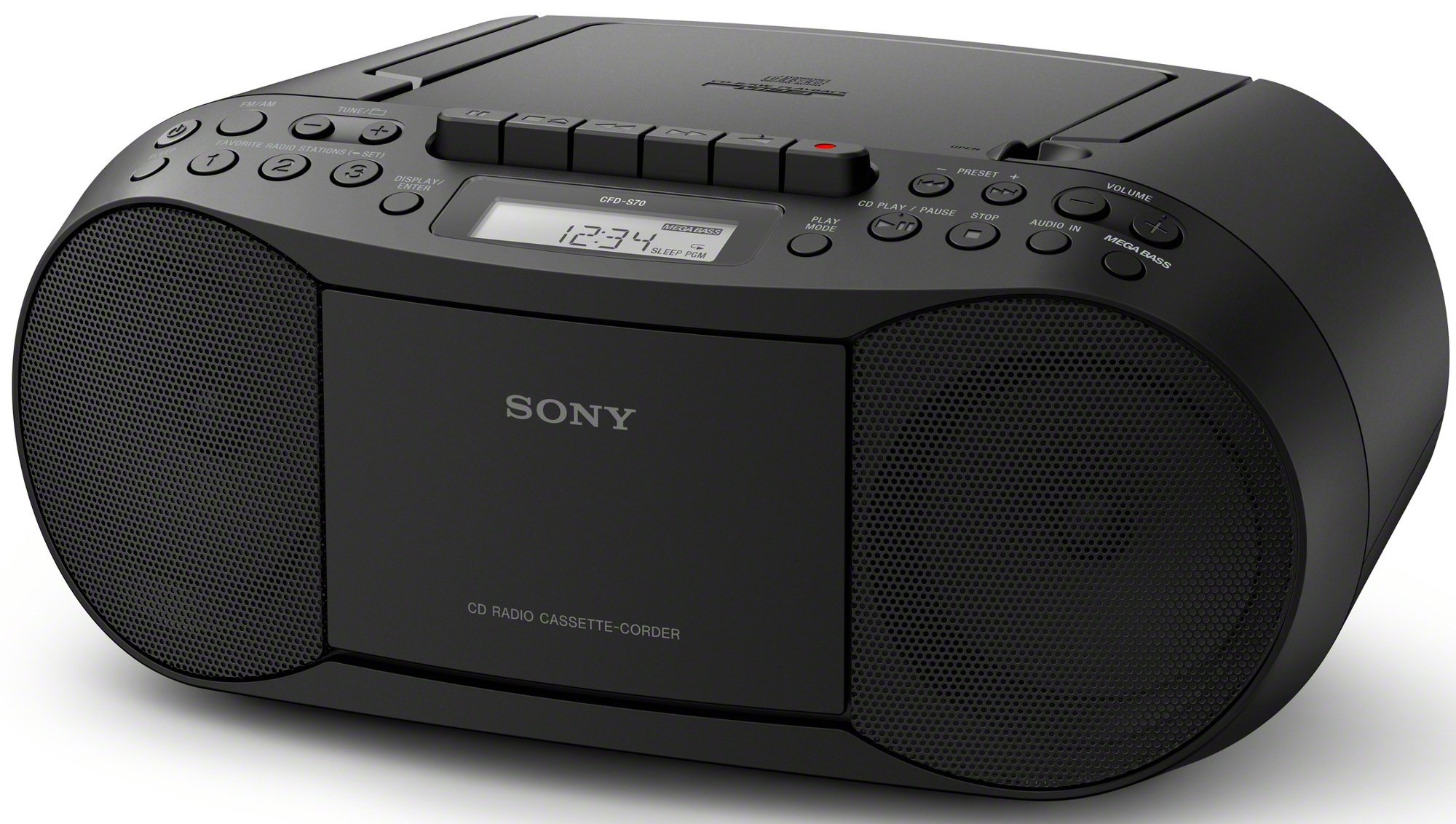 Sony Portable Full Range Stereo Boombox Sound System with MP3 CD Player, AM/FM Radio, 30 Presets, Headphone and AUX Jack - Bonus DB Sonic CD Head Cleaner