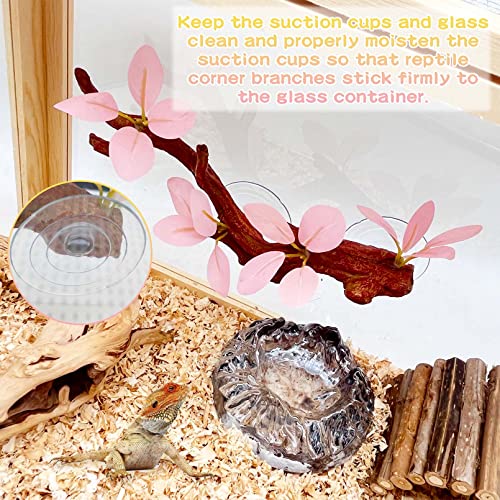 kathson Reptile Corner Branch, Lizard Climb Branches Decor Terrarium Plant Decoration with Suction Cup Reptile Tank Plant Ornament for Bearded Dragons Gecko Snake Spider Frog Climbing (Yellow)
