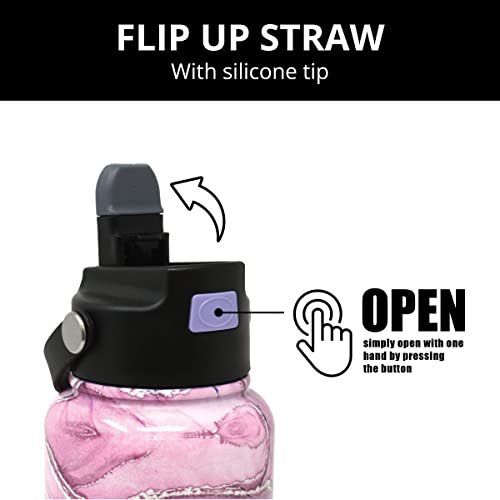 Hydraflow Hybrid - 34oz Triple Wall Vacuum Insulated Bottle with Flip Straw - Insulated Water Bottle - Stainless Steel Bottle - Water Bottle with Straw - Reusable Water Bottle (34oz, COTTON CANDY)