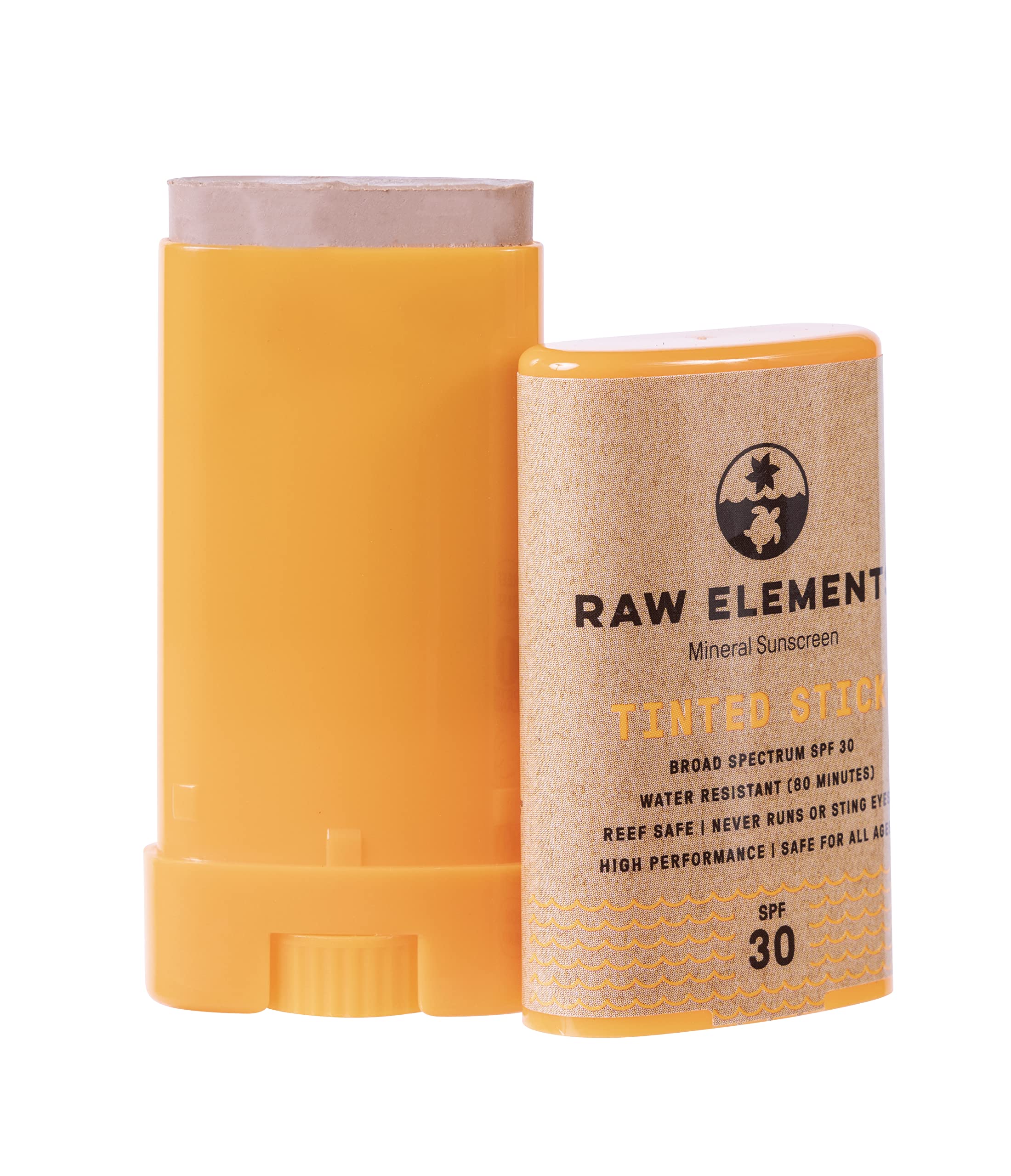 Raw Elements Tinted Face Stick All-Natural Mineral Sunscreen | Non-Nano Zinc Oxide, 95% Organic, Very Water Resistant, Reef Safe, Non-GMO, Cruelty Free, SPF 30+, All Ages Safe, Moisturizing, 0.5oz