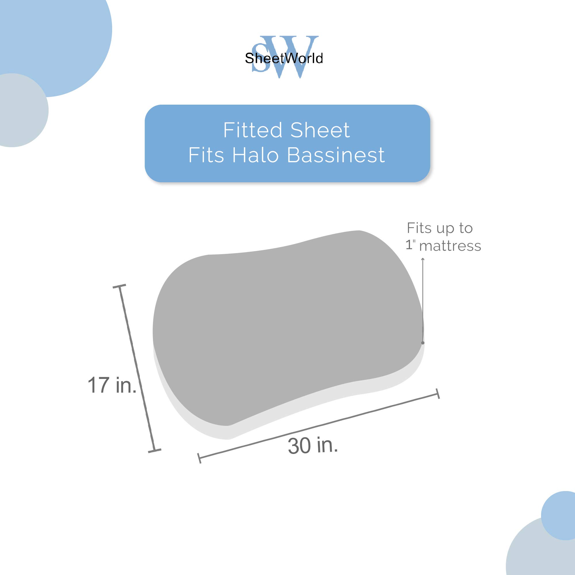 SheetWorld Fitted 100% Cotton Jersey Bassinet Sheet Fits Halo Bassinet Swivel Sleeper 17 x 30, Blue Gingham, Made in USA