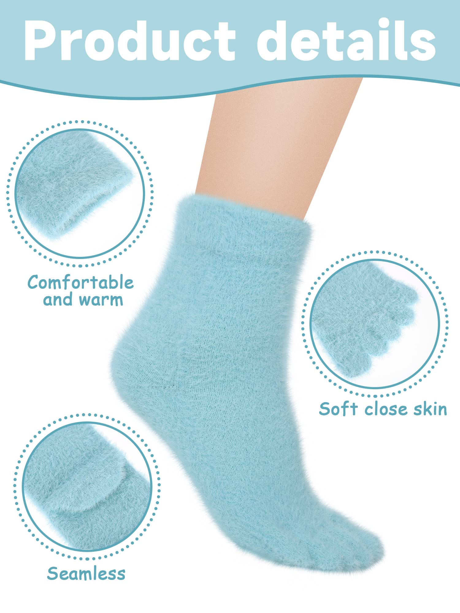 Bencailor 4 Pair Women's Toe Socks Colorful Toe Separator Socks Fuzzy Warm Five Toe Sock for Ladies Winter Running(Black, White, Gray Green, Light Gray)