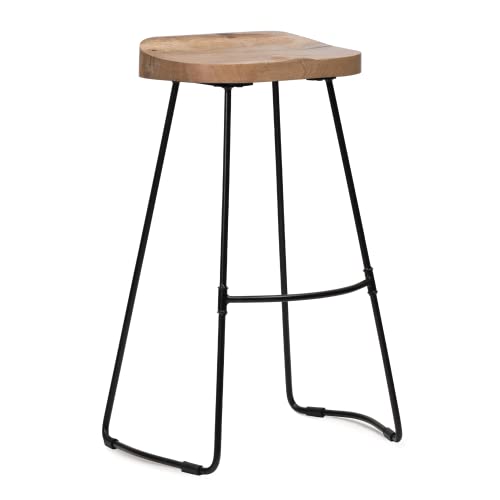 MH London Bar Stool - Perrin Bar Stool. Exclusively Designed Hand Crafted Barstools Solid Wood Bar Height Bar Stools - Contemporary Design for Backless Wooden Bar Chair for Kitchen Counter