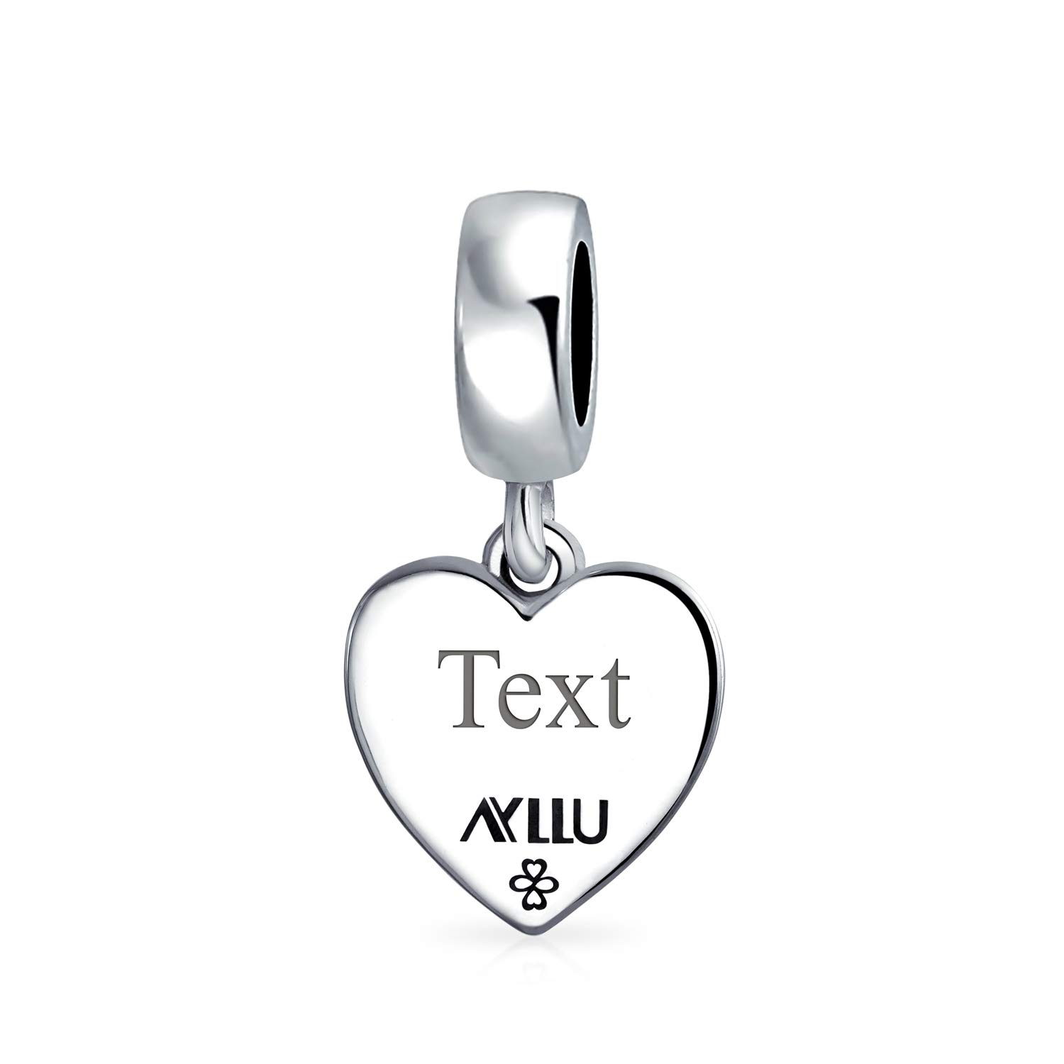 Bling Jewelry Unisex .925 Sterling Silver Inspiration LGBTQ Rights Symbol Rainbow Disc Tag Heart Dangle Bead Charm Personalized Engraved