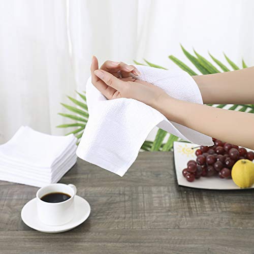 Glynniss Dishcloths Kitchen Highly Absorbent Dish Rags 100% Cotton Dish Cloths for Washing Dishes, Cleaning (11 x 11 Inches, 12 pcs, White)