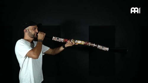 Meinl Percussion 51" Synthetic Didgeridoo, S-Shaped Body in Black with Hand Painted Native Design-NOT MADE IN CHINA-Creates Distinctive Australian Drone Note, 2-YEAR WARRANTY (SDDG2-BK)