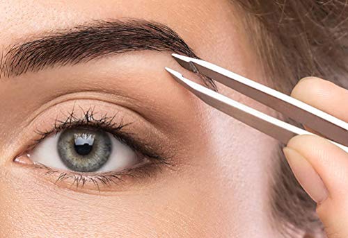 Professional Diamond Tip Eyebrow Tweezers (Rainbow Titanium Finish Slant Tip Tweezer BT2227DR 4.0)