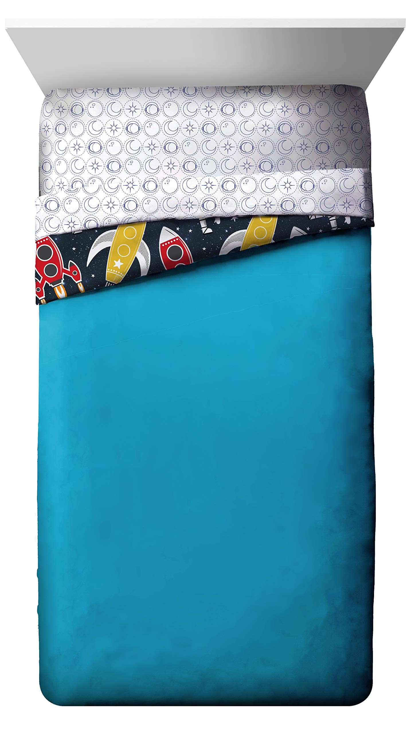 Jay Franco Space 5 Piece Full Bed Set - Includes Comforter & Sheet Set- Bedding Features Spaceships & Rocketships - Super Soft Fade Resistant Microfiber