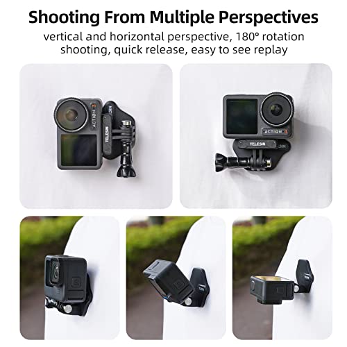 TELESIN Magnetic Chest Mount + Neck Strap + Phone Holder, 360° POV Invisible Selfie Necklace Lanyard Mounting Accessories Attach for GoPro Max Mini Hero 11 10 9 8 7 Insta360 DJI Action iPhone Android
