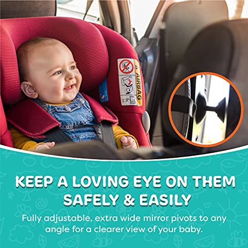 So Peep Adjustable Baby Car Mirror - Extra Large Backseat Safety Mirrors with Wide-Angle View and Headrest Straps for Rear-Facing Infant Car Seats - Newborn Essentials