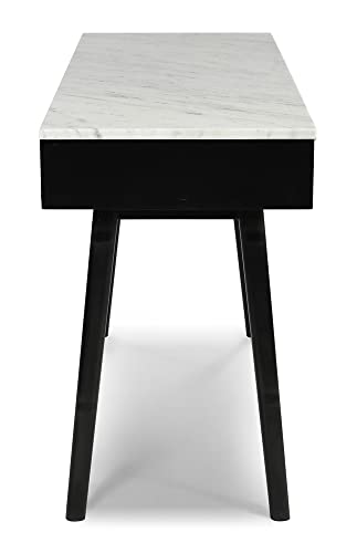 Bianco Collection Viola 44" Italian Marble Writing Desk in White and Black