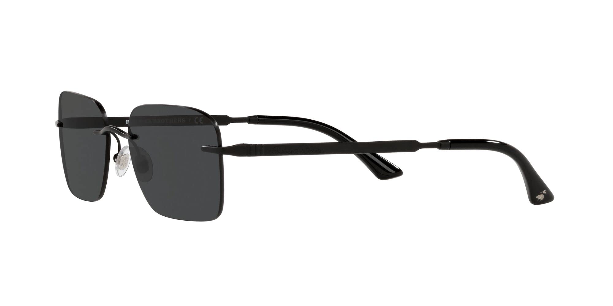 Brooks Brothers Men's BB4058 Rectangular Sunglasses, Matte Black/Solid Grey, 56 mm