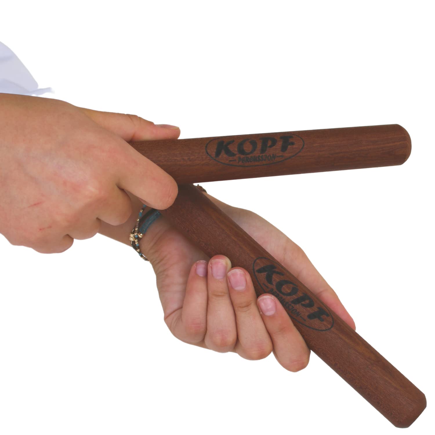 Professional Mahogany Wood Claves Musical Instrument | Set of 2 claves, size 8" X 1" | Smooth Finish | Solid Hardwood Percussion Instrument | Warm Musical Tone | Handmade in USA by Kopf Percussion