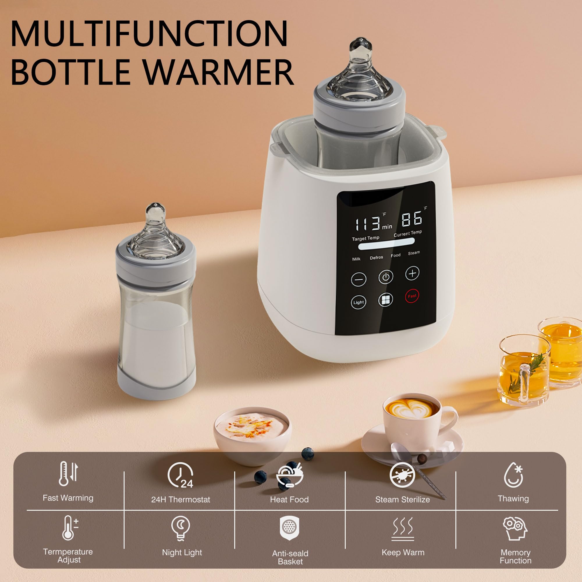 Baby Bottle Warmers, Goard Fast Bottle Warmers for Breastmilk, Formula with Smart Temperature Control, Thermostat Nutri Baby Milk Warmer with Thaw, Night Light for All Bottles