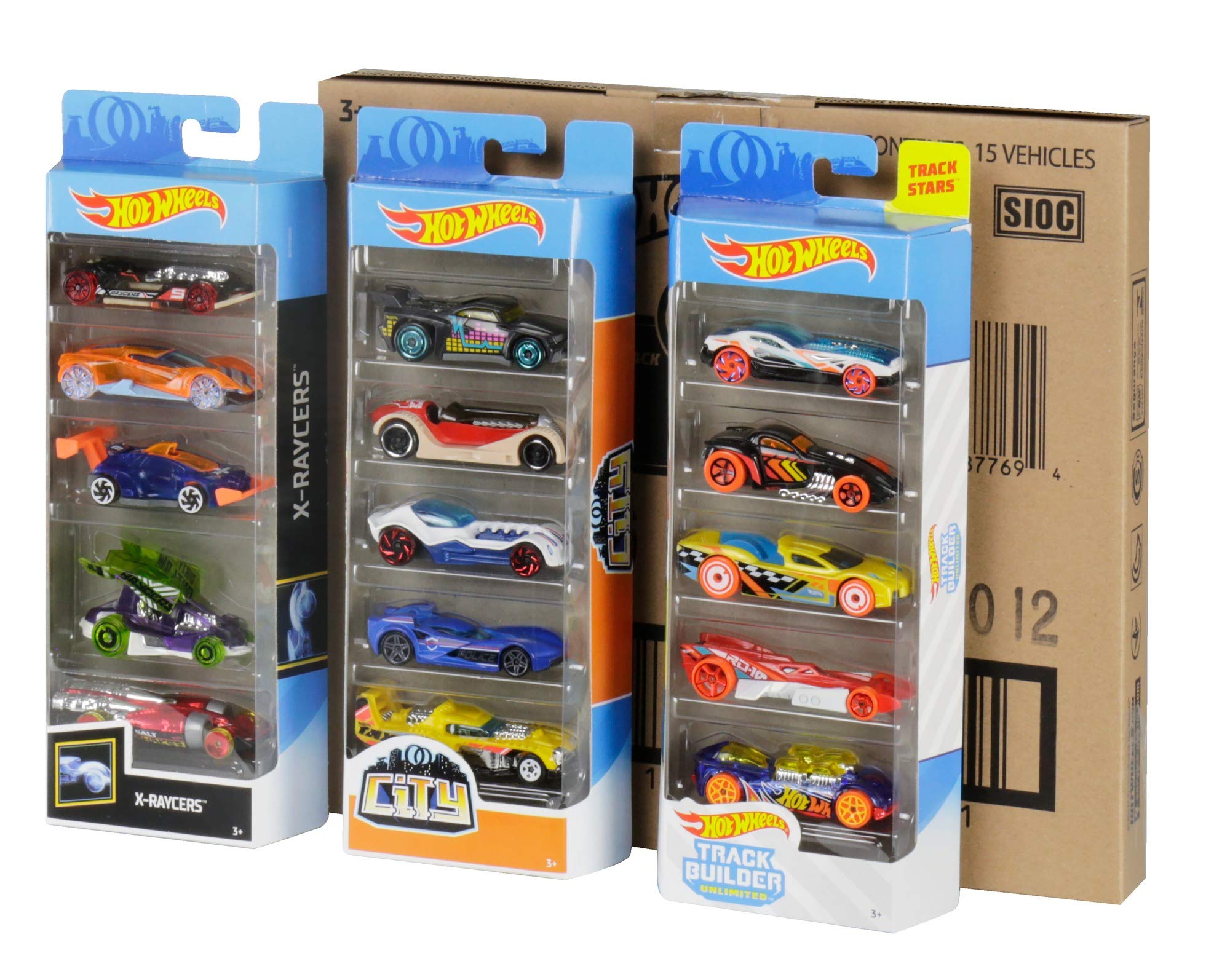 Hot Wheels Track Bundle City Track Builder X-Raycers 5-Pack 1:64 Scale Die-Cast Cars Collectors of All Ages Colorful Graphics Exclusive Great Gift Idea 3 Years and Older
