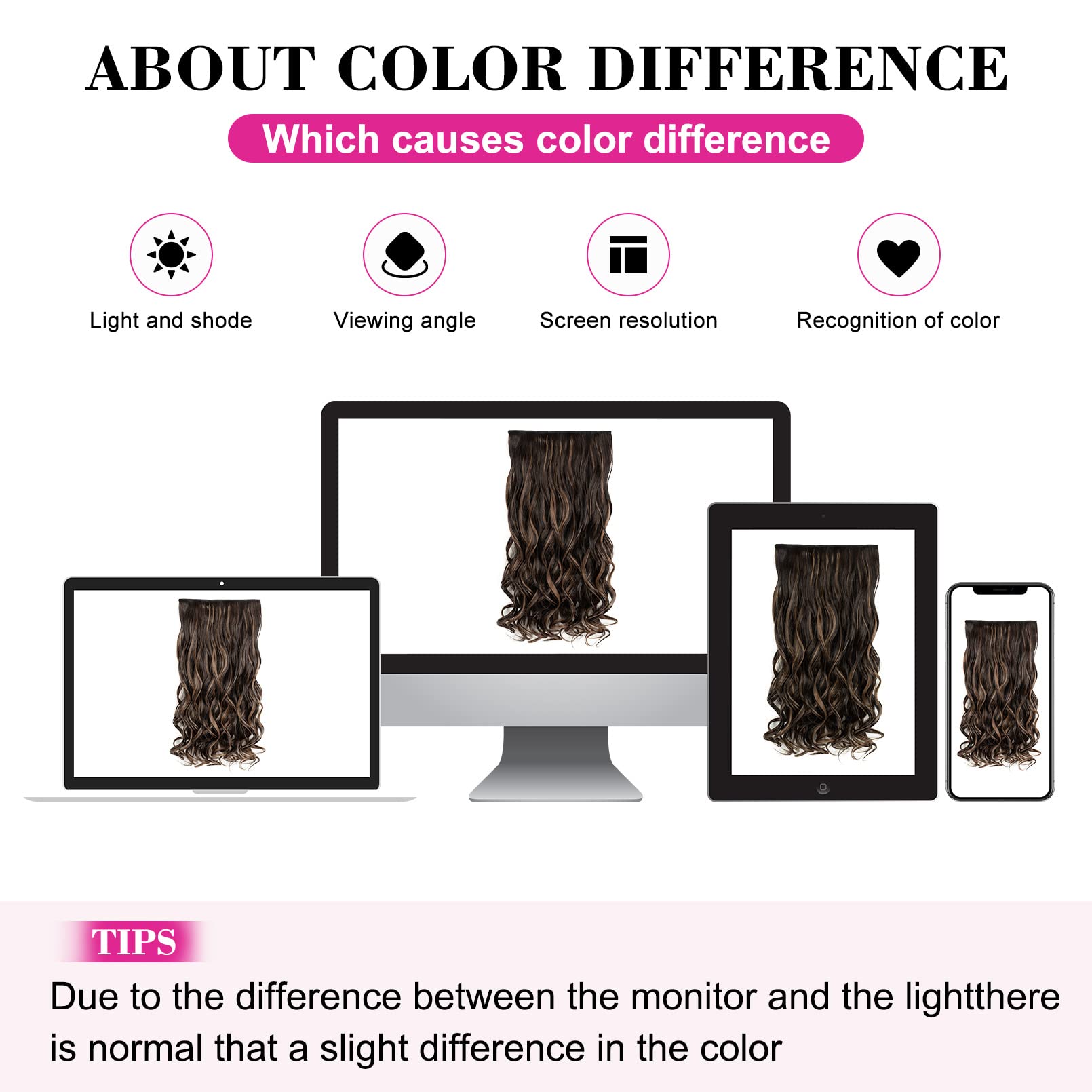 REECHO 20" 1-Pack 3/4 Full Head Curly Wave Clips in on Synthetic Hair Extensions HE008 Hairpieces for Women 5 Clips 4.5 Oz per Piece - Natural Black
