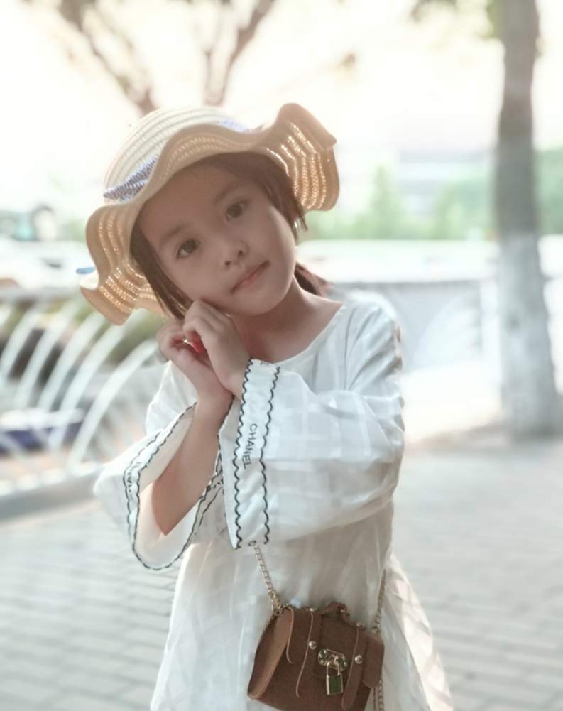 Spring/Summer Cotton Baby Girls 's Outdoor Bowknot Sun Hat/Beach Hat (18.5 in(47 cm)/6-12 Months, Straw hat)