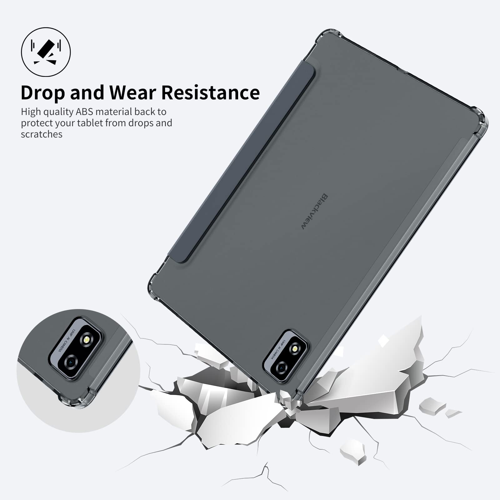 Blackview Tablet Case Only for Tab 12 Tablet, Protective Case Grey (Not Compatible with Other Blackview Tablet)