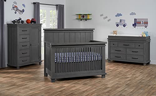 Soho Baby 43065210 Hampton Premium Changing Topper for 7-Drawer Dresser, Wire Brush Canyon Gray Finish