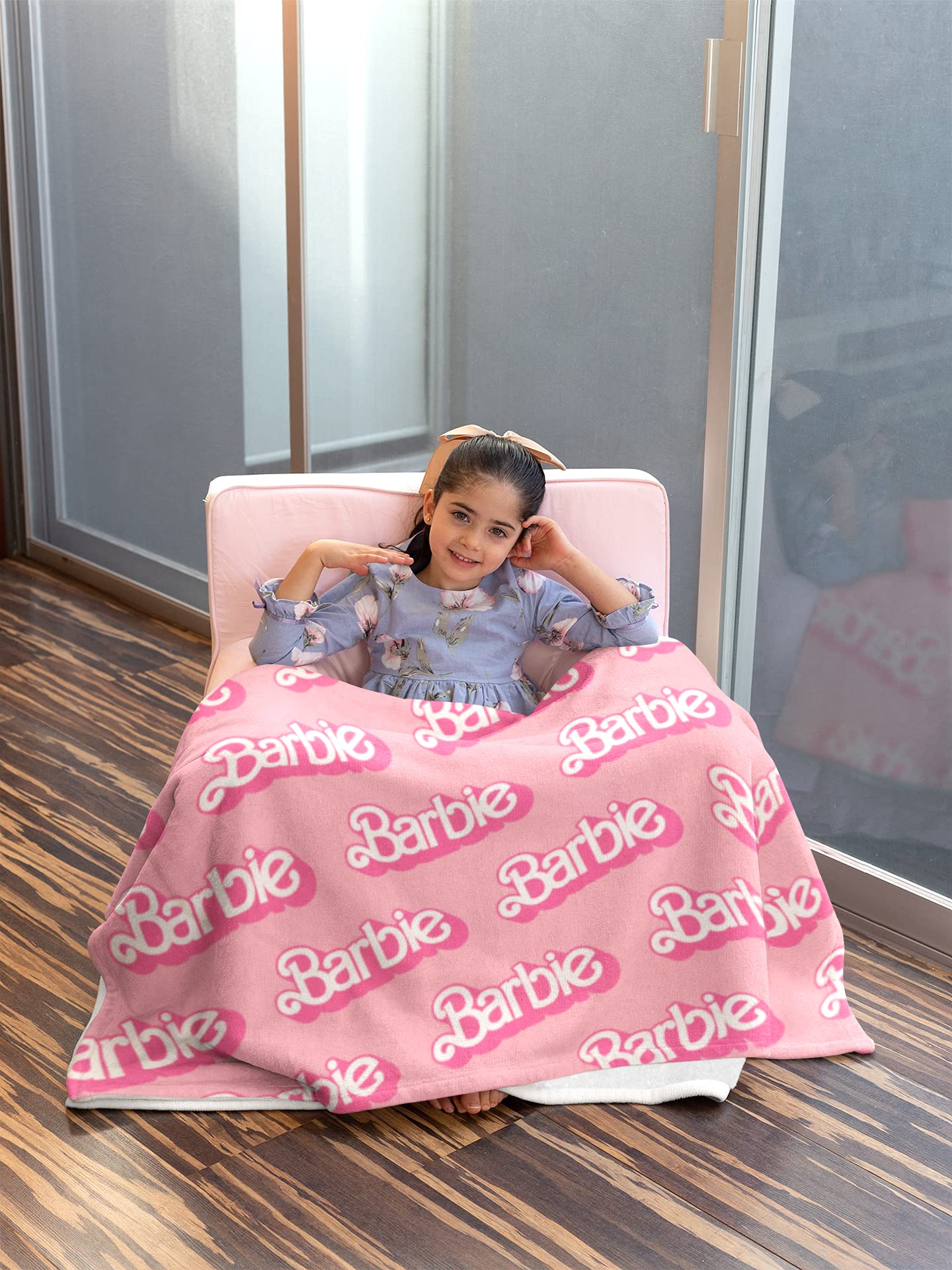 Mattel Barbie Logo On Repeat Soft Cuddly Plush Fleece Throw Blanket Wall Scroll