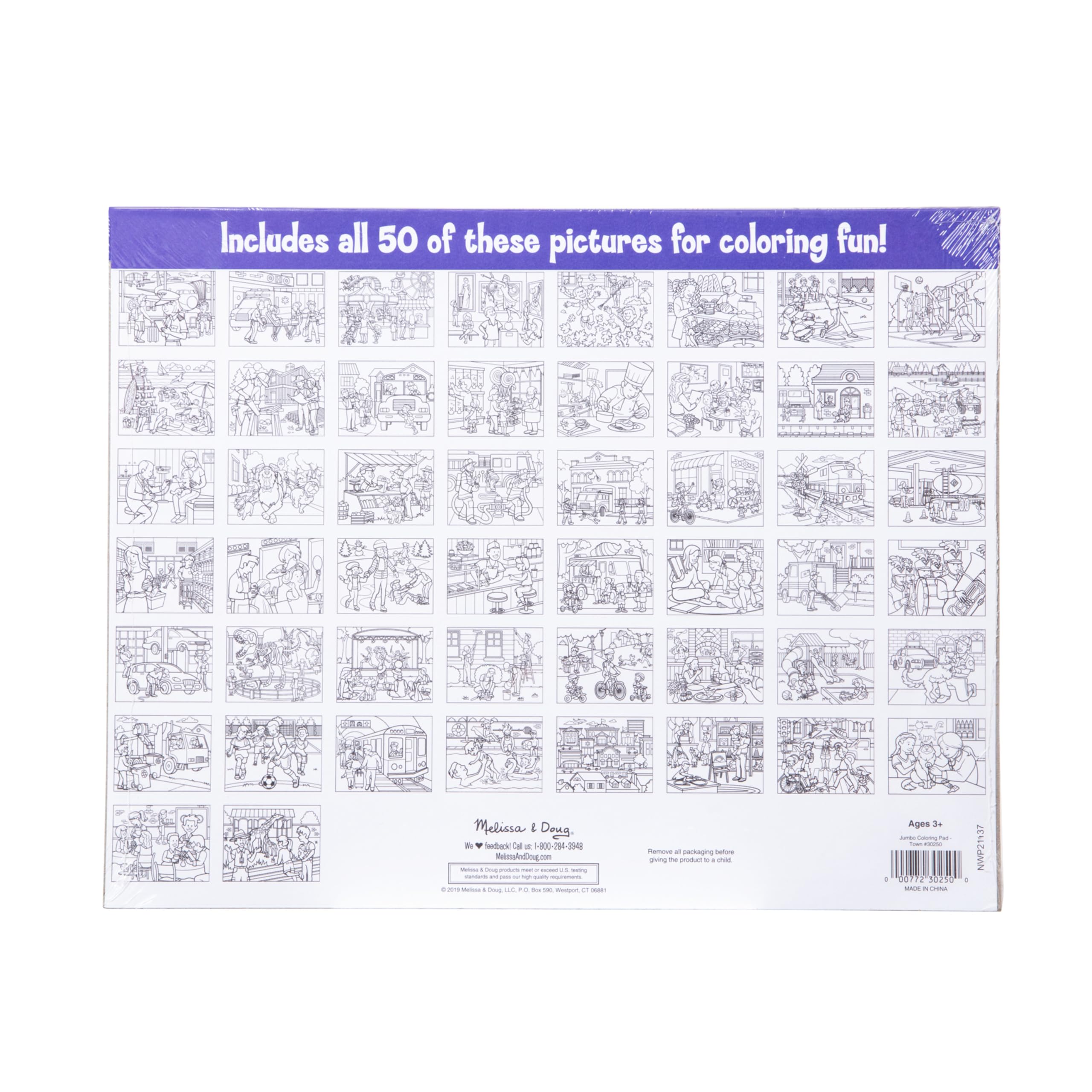 Melissa & Doug Jumbo Coloring Pad (11 x 14 inches) - Town, 50 Pictures