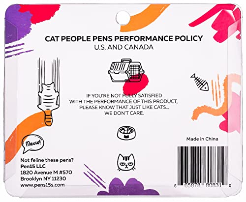 MilkToast Brands Funny Cat People Pens, A snarky gag gift for pet owners or coworkers, Black pens, CP101
