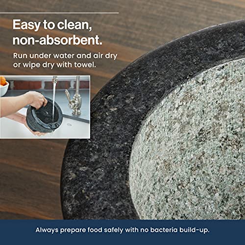 HiCoup Kitchenware 6-Inch Granite Mortar & Pestle Set for Spices, Herbs, Guacamole