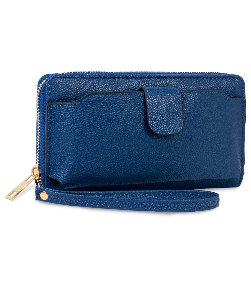 Rebecca & Rifka Pebble Faux Leather Zip Around Wristlet Wallet with Phone Pocket