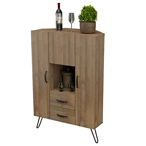 Inval Retro Buffet Corner Storage Cabinet, Amaretto