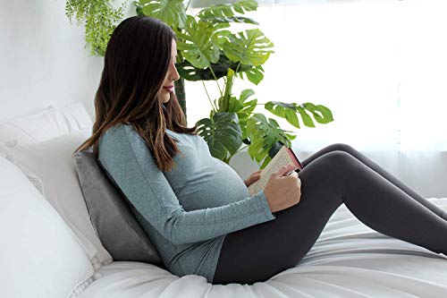PharMeDoc Pregnancy Pillows for Sleeping Wedge Pillow, Maternity Pillow,Belly Wedge Memory Foam, Pregnancy Must Haves, New Mom Gifts for Women, Velvet Grey Cover
