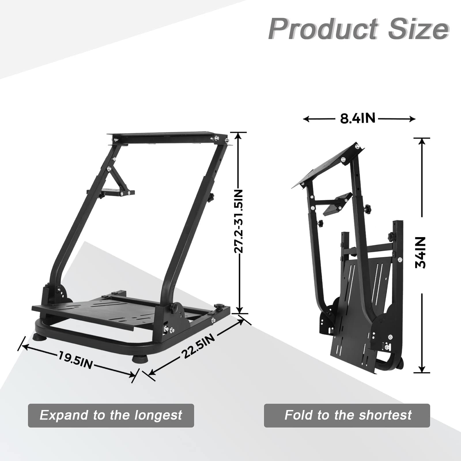 Hottoby Racing simulator cockpit Steering Wheel Stand Foldable&Multi-level Adjustable Fit for Logitech/Thrustmaster G25,G27,G29,G920,G923&T150,T248,T300 Gaming Simulator Cockpit,No Wheel Pedals