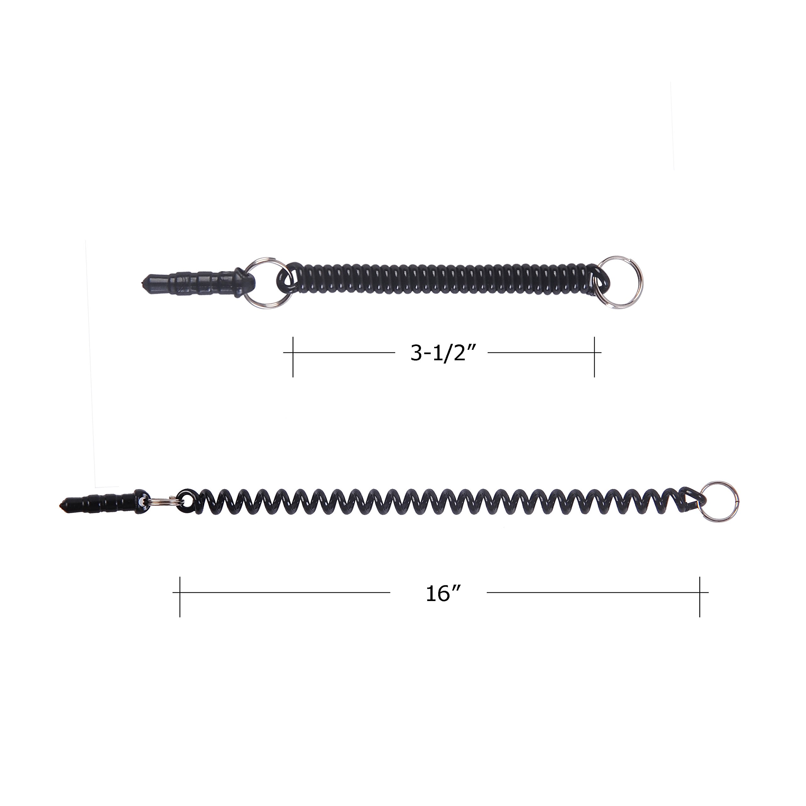 Wisdompro Stylus Tether, 10 Pack of Detachable Elastic Coil Tether Strings/Lanyards with 3.5mm Earphone Jack for Stylus Pens - Black