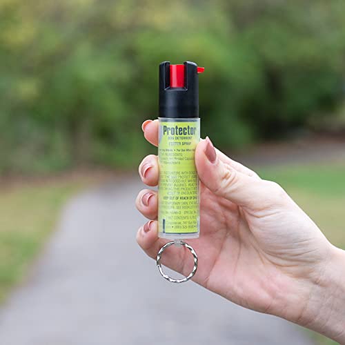 SABRE RED SABRE Protector Dog Spray with Key Ring, 14 Bursts, 12-Foot (4-Meter) Range, Humane Dog Attack Deterrent, Maximum Strength Allowed By EPA